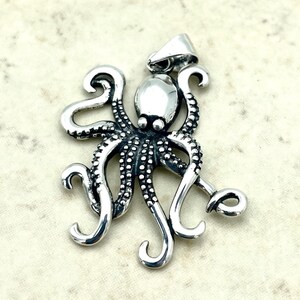925 Sterling Silver Octopus Pendant, Sea Creature Necklace, Marine Life ...