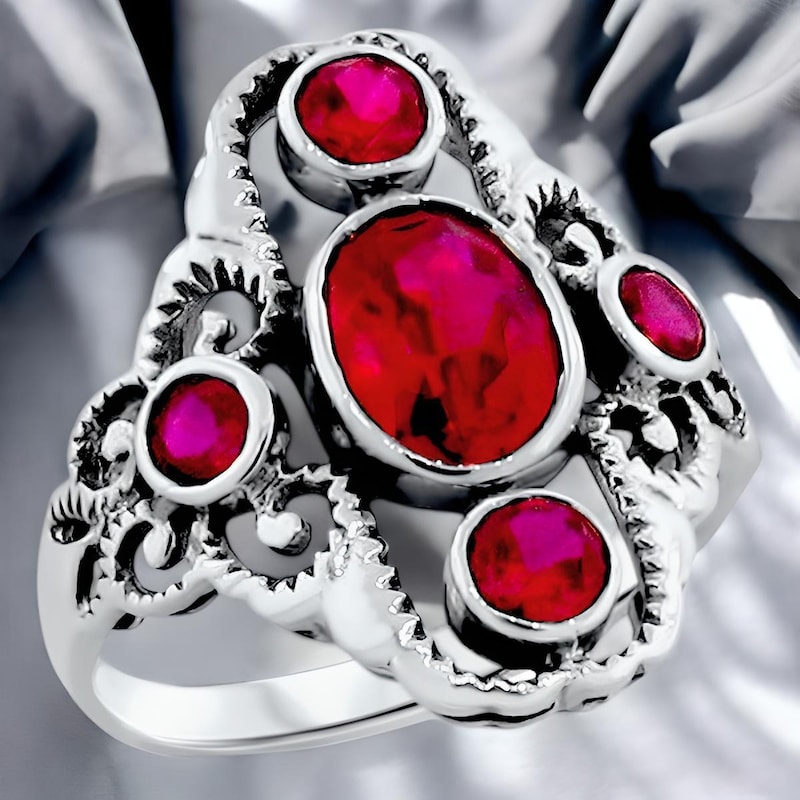 Ruby Filigree Ring - Etsy