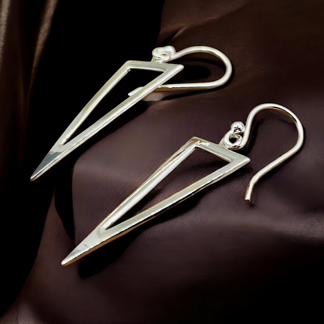 925 Sterling Silver Triangle Earrings: Minimalist Geometric Dangle 2051 ...