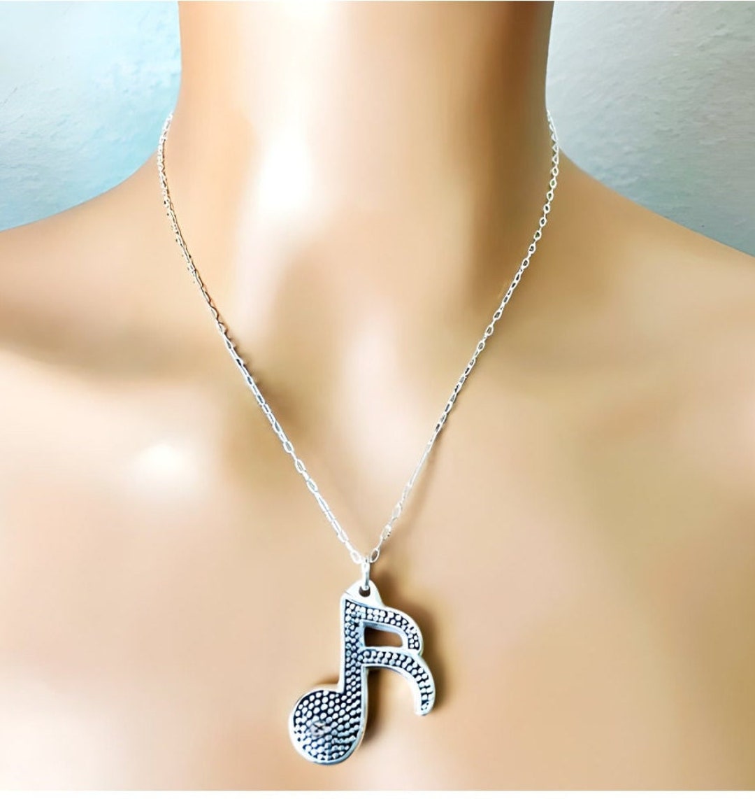 925 Silver Music Note Necklace Lightweight Pendant for Music ...