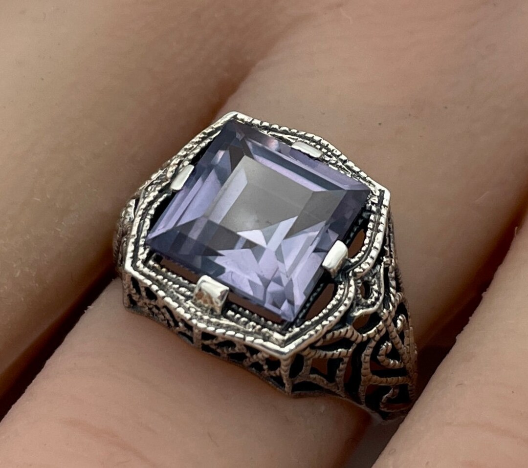 Vintage Estate Color Changing Alexandrite Solitaire Filigree Ring in ...