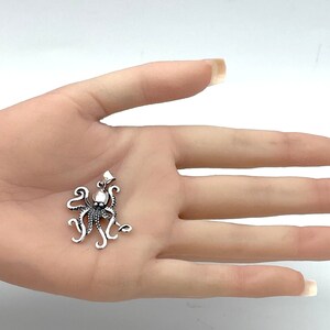 925 Sterling Silver Octopus Pendant, Sea Creature Necklace, Marine Life ...