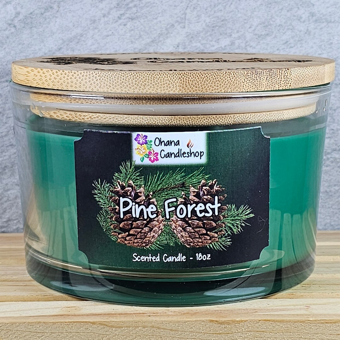 18oz Pine Forest Scented Candle, 3 Wick, Wood Scented Candle, Pine ...