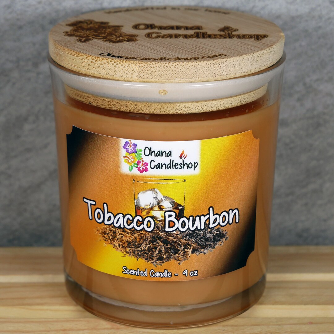9oz Tobacco Bourbon Scented Candle, Soy Candle, Whiskey Candle, Bourbon ...
