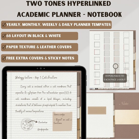 Academic Note Taking Planner Notebook-student Planner With | Etsy