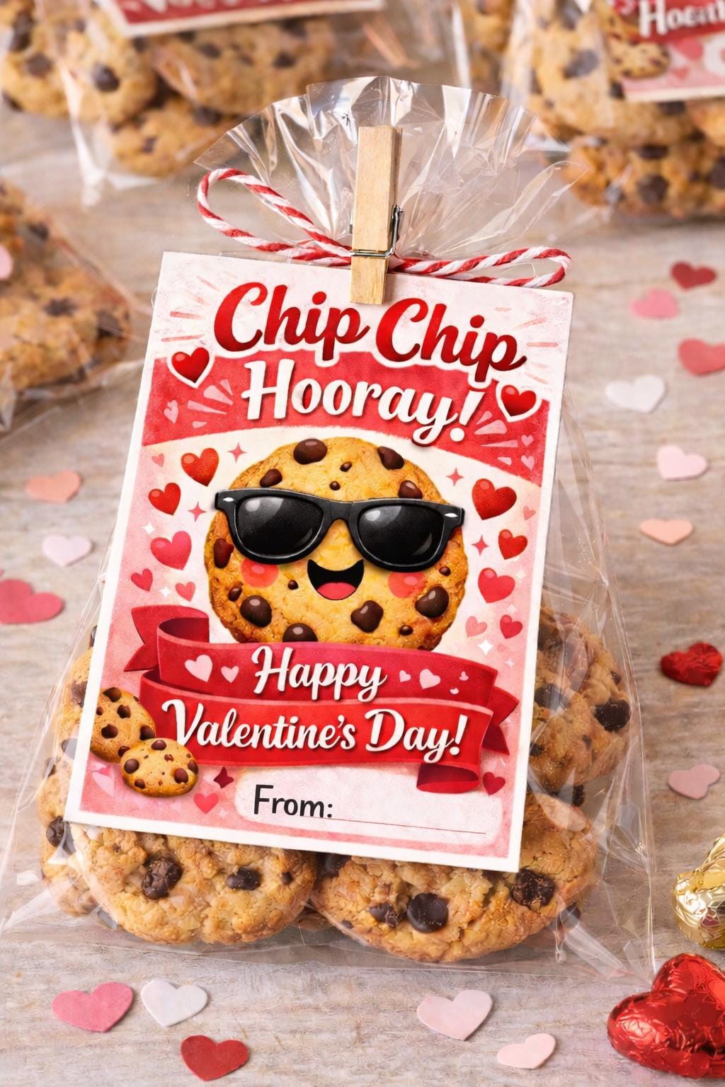 Chip Chip Hooray Valentine Tag Printable, Cookie Valentine Treat Tag ...