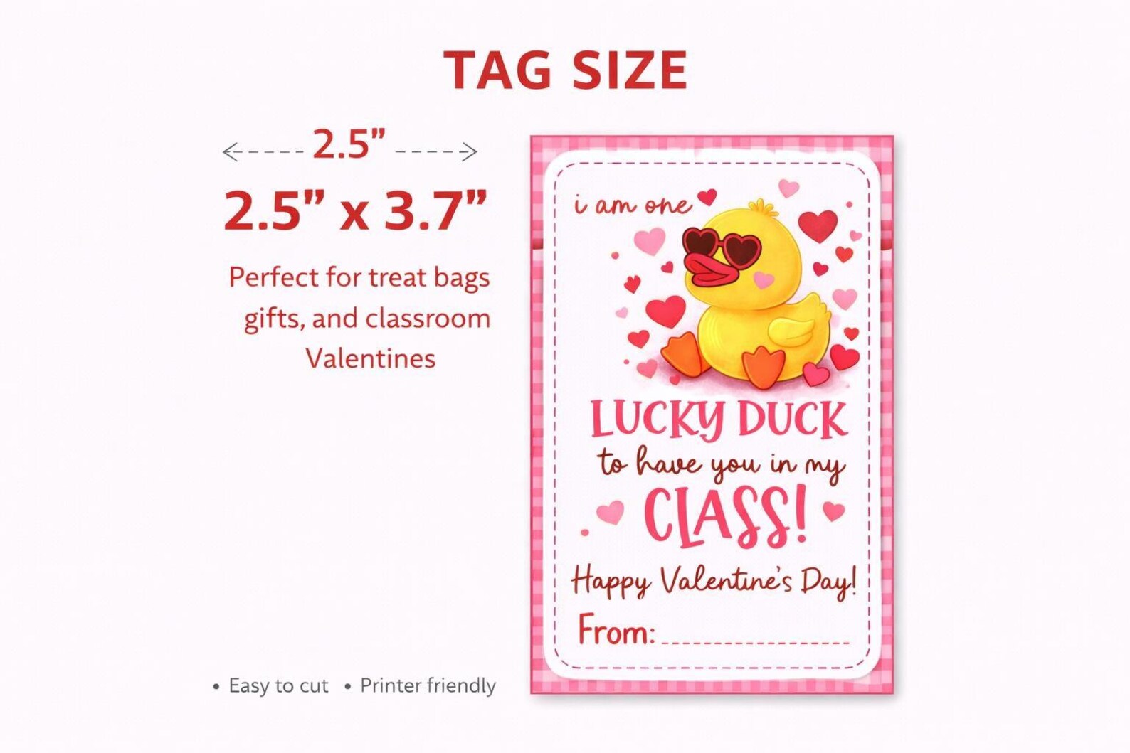 Lucky Duck Valentine Tags Printable | Classroom Valentine Gift Tags ...