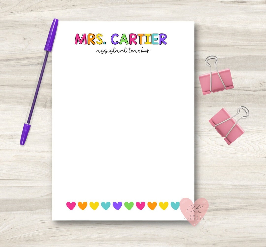 Teacher Appreciation Gift, Personalized Notepad, Personalized Teacher ...