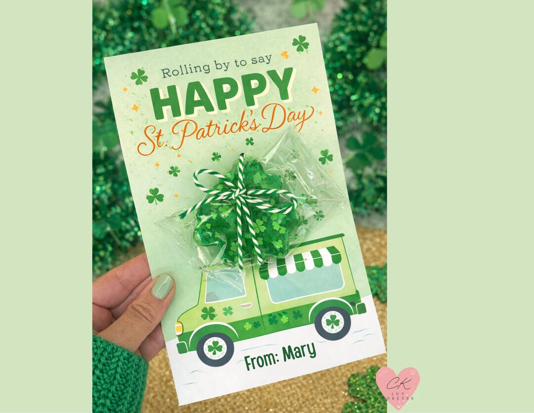 Editable St. Patrick’s Day Treat Tag, Printable Shamrock Candy Card ...