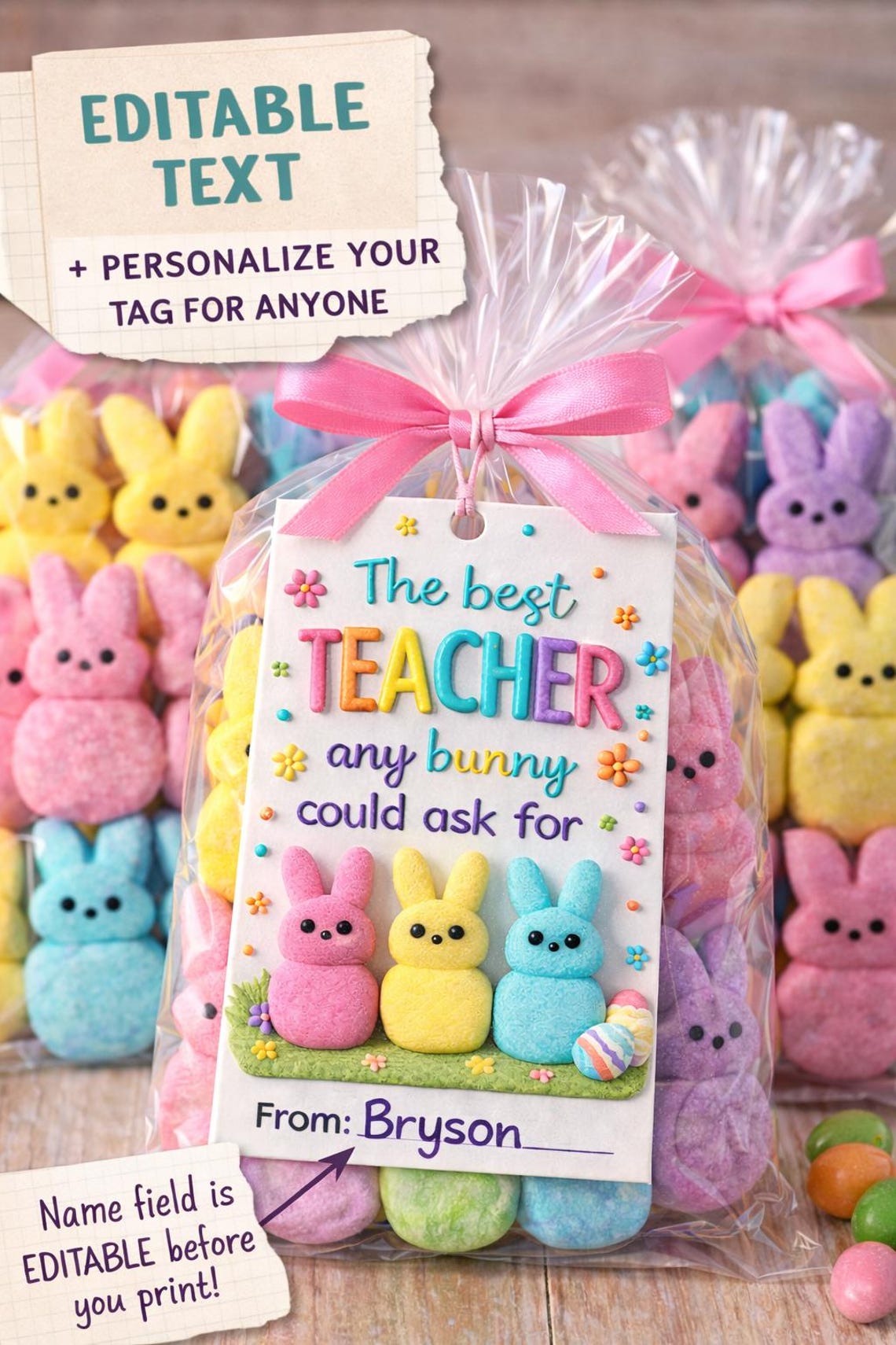Editable Easter Teacher Gift Tag | the Best Teacher Any Bunny Could Ask ...
