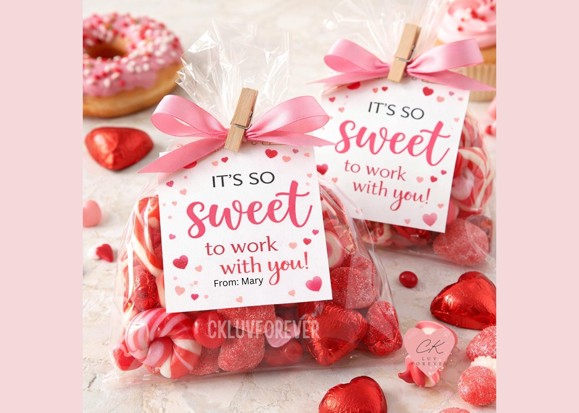 It’s so Sweet to Work With You Valentine Tag, Editable Valentine Treat ...