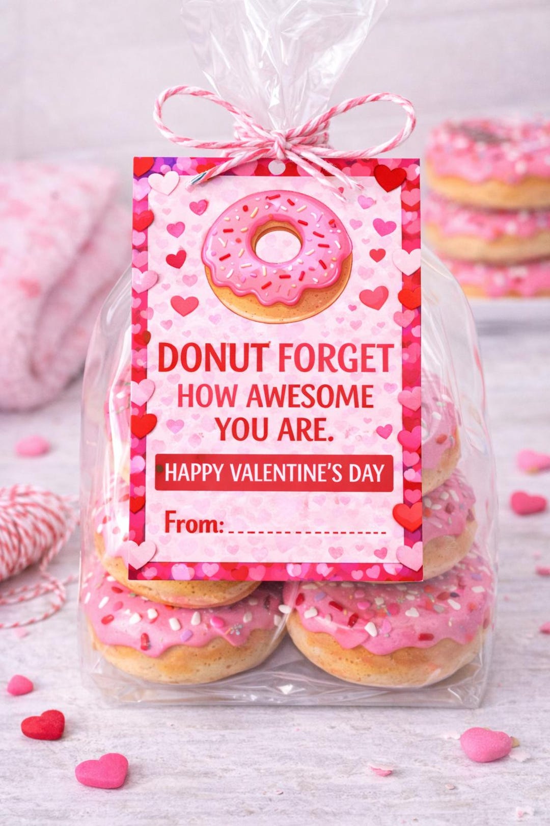 Donut Valentine Tags Printable | Editable Canva Valentine Treat Tags ...