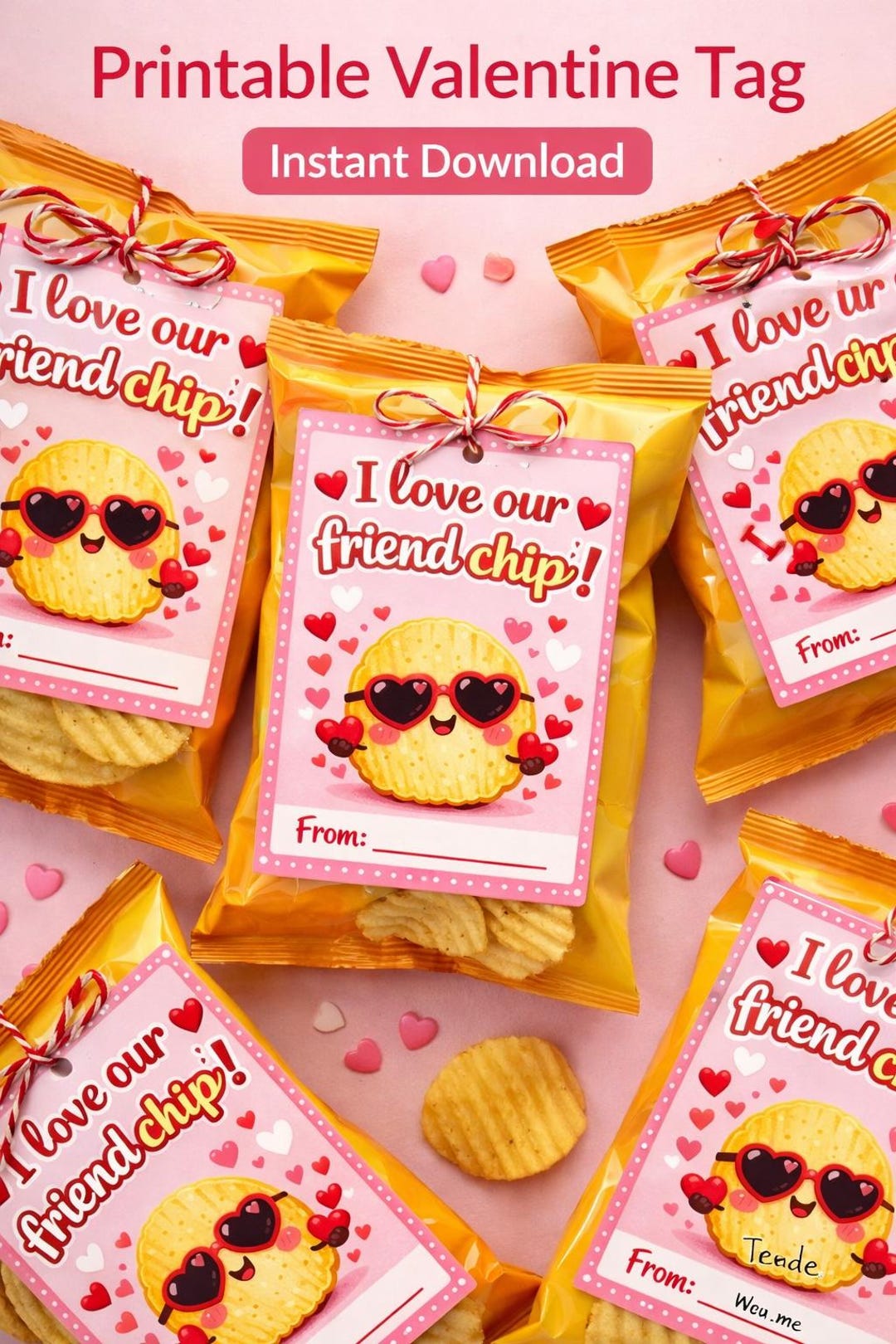 Valentine Chip Tag Printable, I Love Our Friend Chip, Editable ...