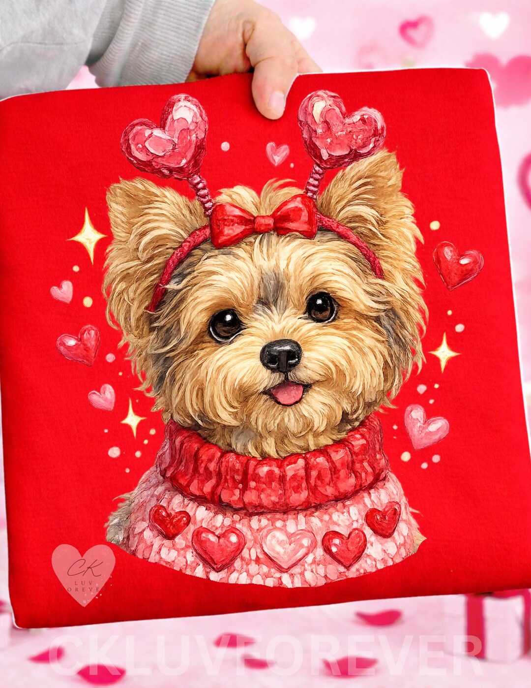 Valentine Yorkie PNG, Cute Dog Valentine Design, Hand Painted Dog ...