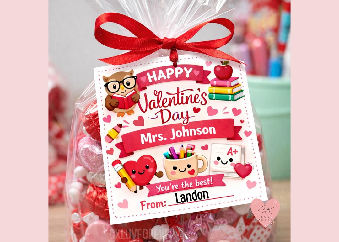 Personalized Teacher Valentine Tag, Editable Printable Tag From Student ...