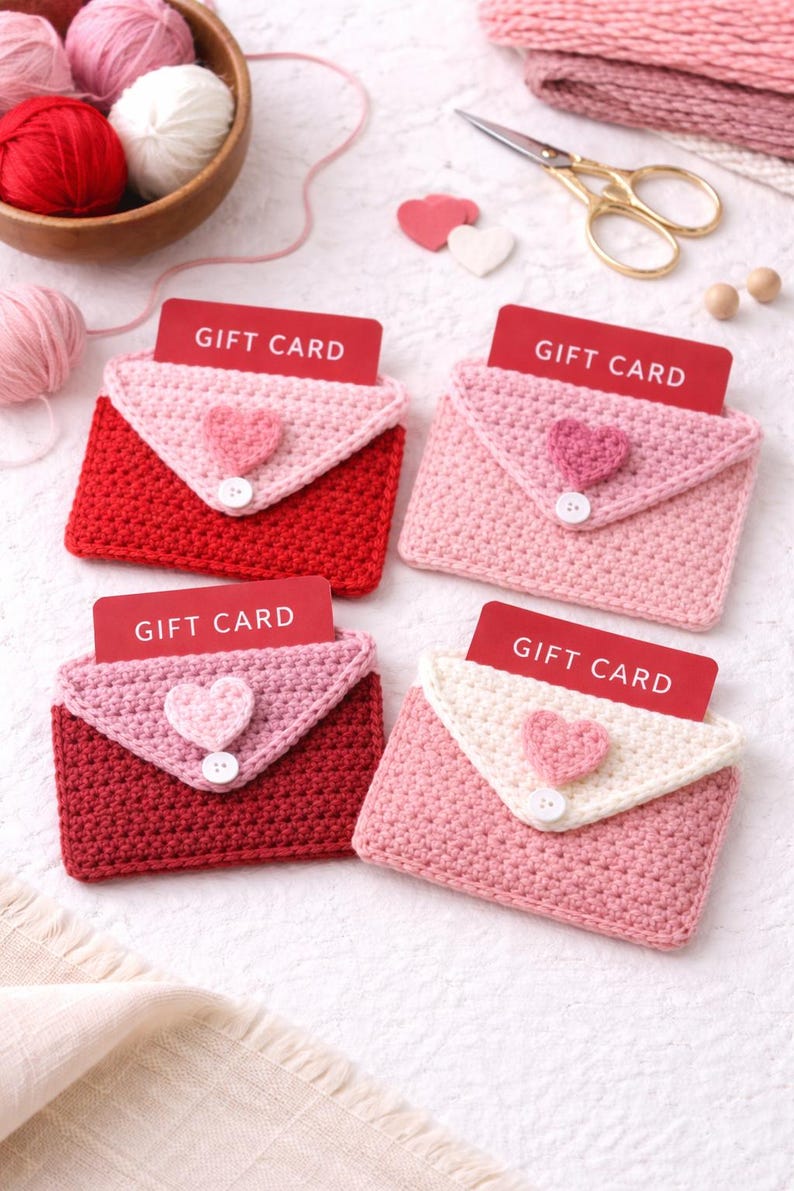 Valentine Crochet Gift Card Holder Pattern Beginner- Friendly PDF - Etsy