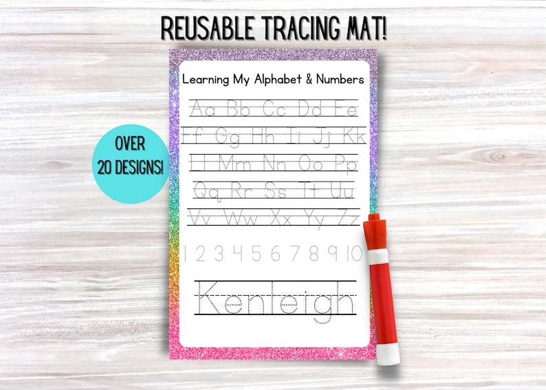 Name Tracing Mat , Dry Erase Learning Mat, Reusable Personalized ...
