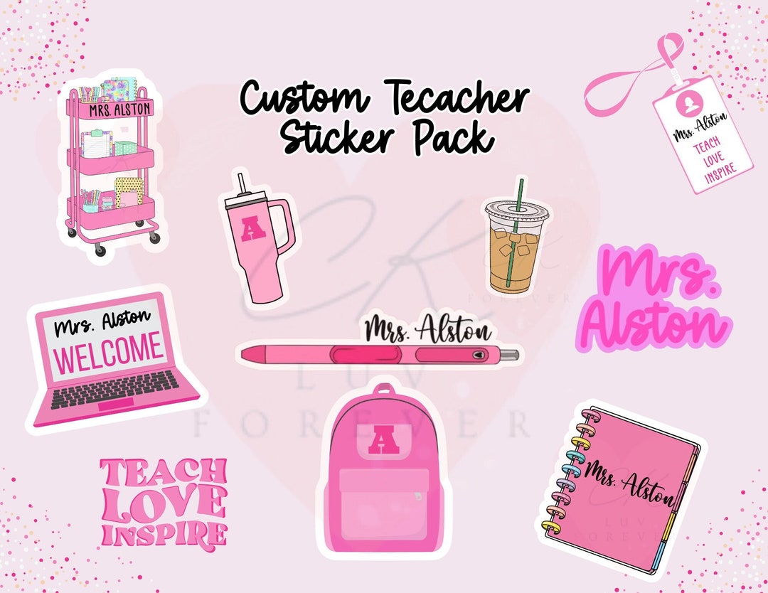 Custom Teacher Sticker Pack, Teacher Appreciation Gift, Teacher Sticker ...
