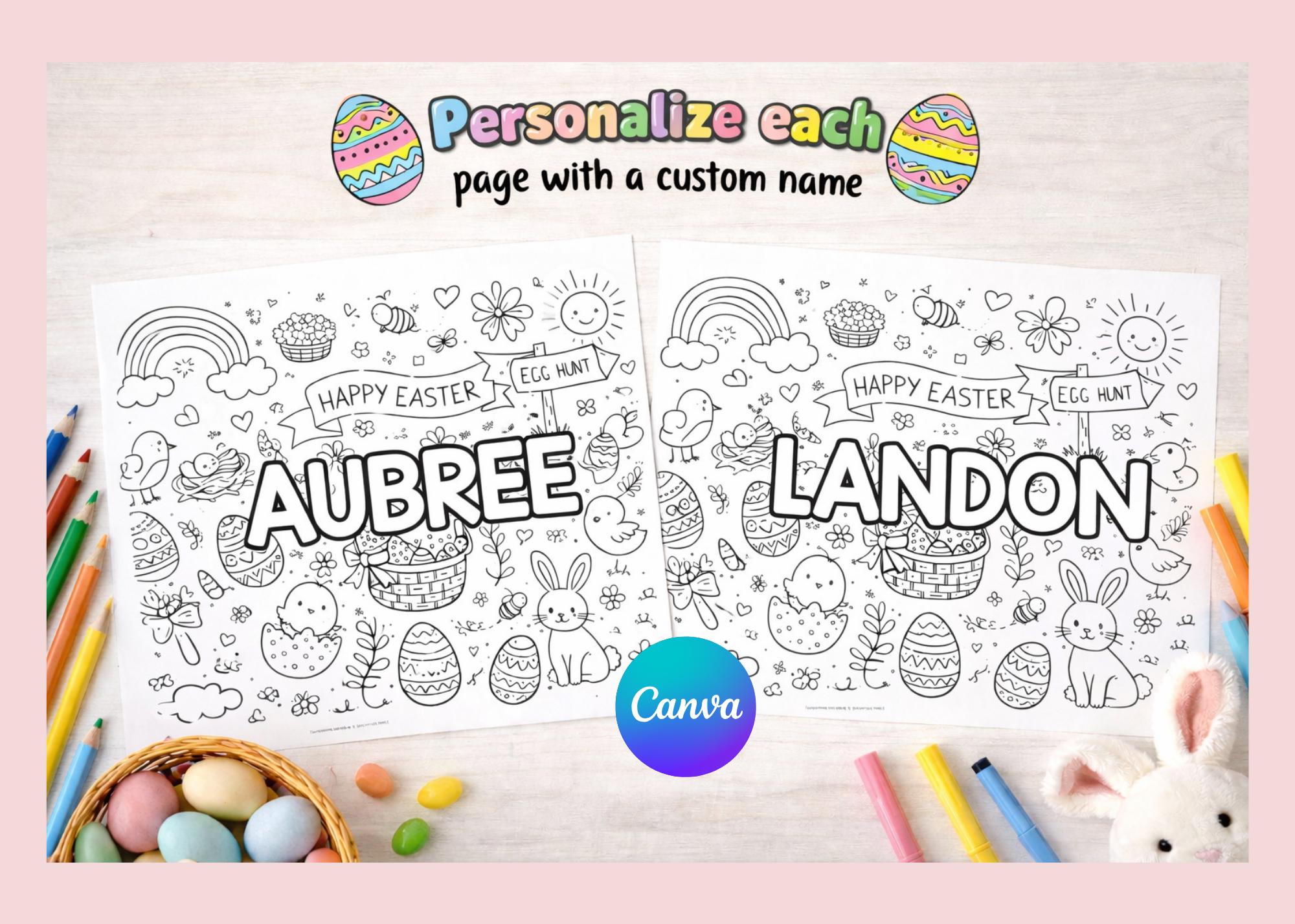Personalized Easter Name Coloring Page | Editable Kids Coloring Sheet ...