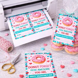 Donut Valentine Tags Printable | Editable Canva Valentine Treat Tags ...