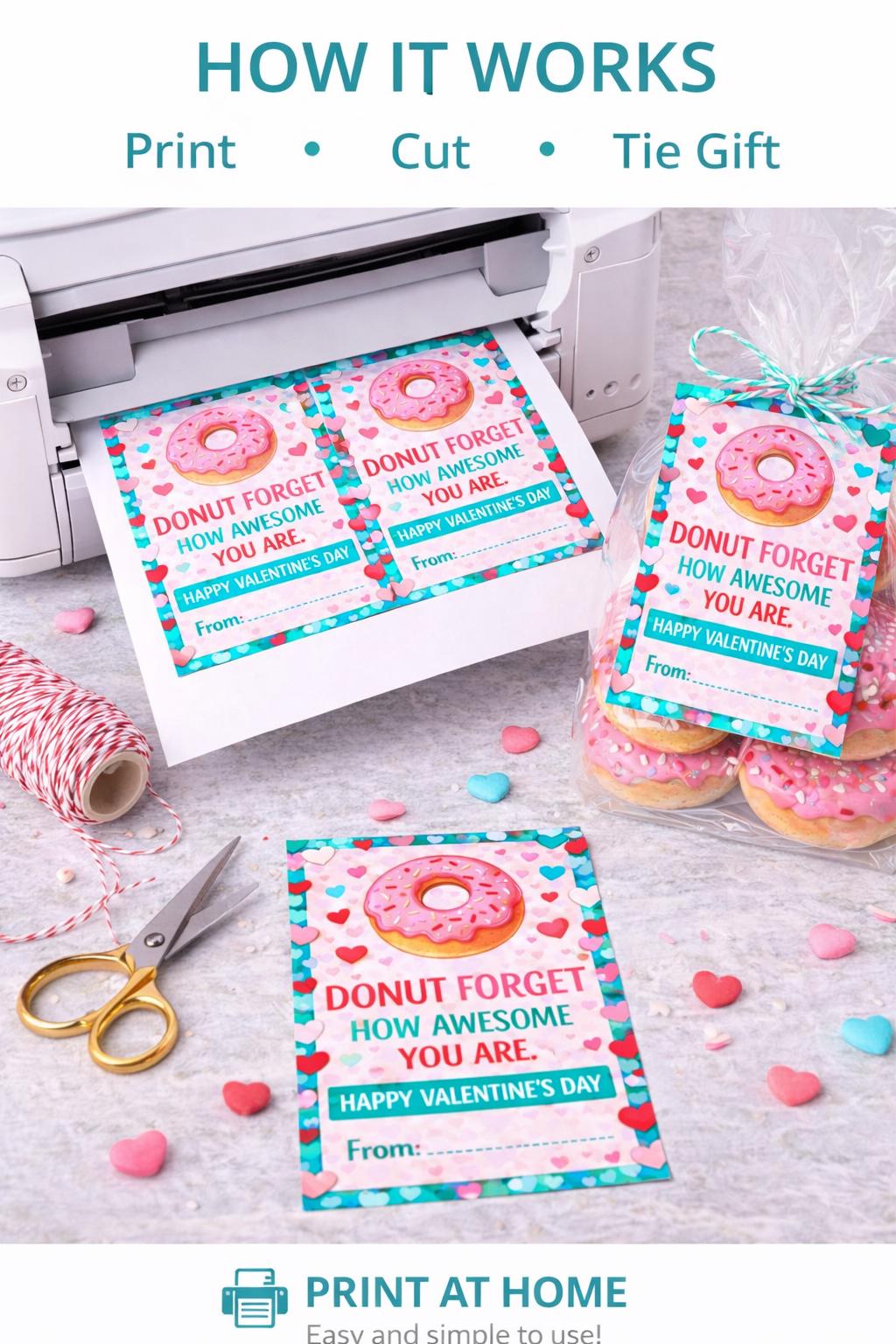 Donut Valentine Tags Printable | Editable Canva Valentine Treat Tags ...