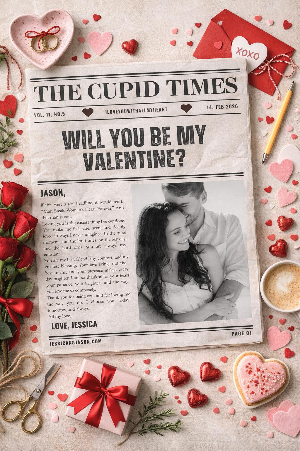 Editable Valentine Newspaper | Custom Valentine Gift for Him or Her ...