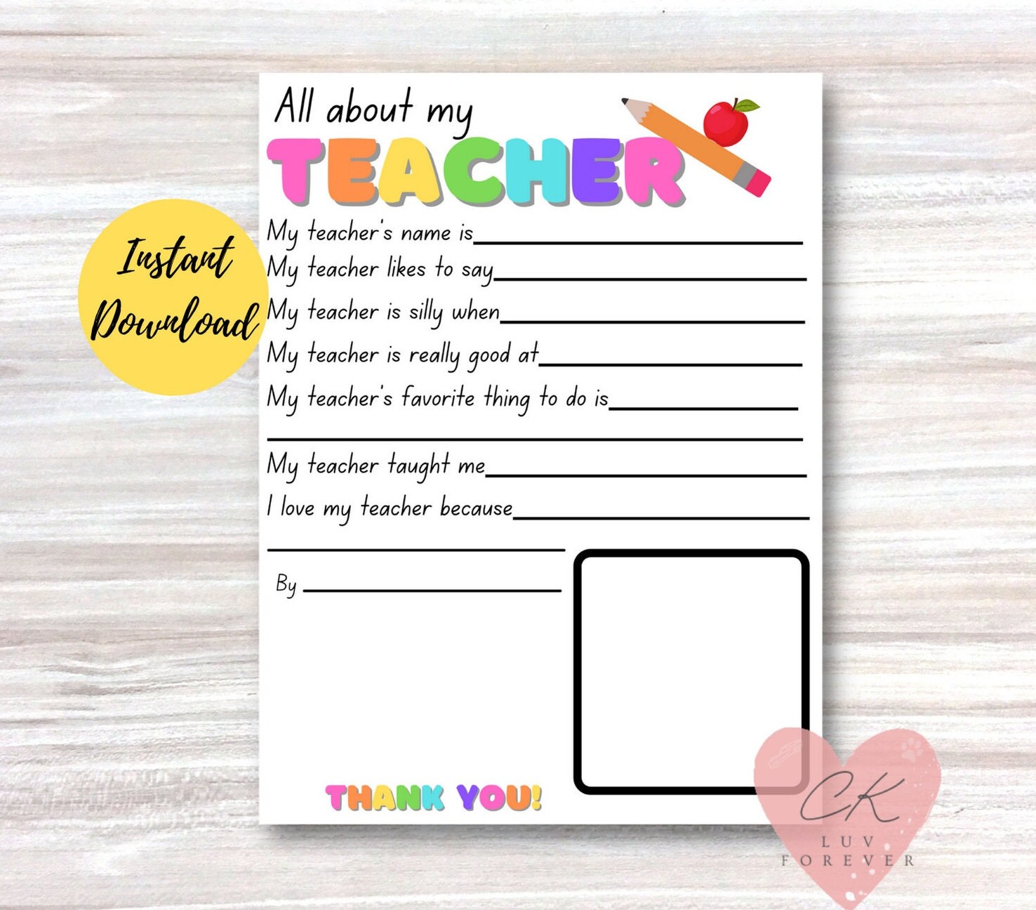Teacher Appreciation Week Printable Teacher Appreciation | Etsy