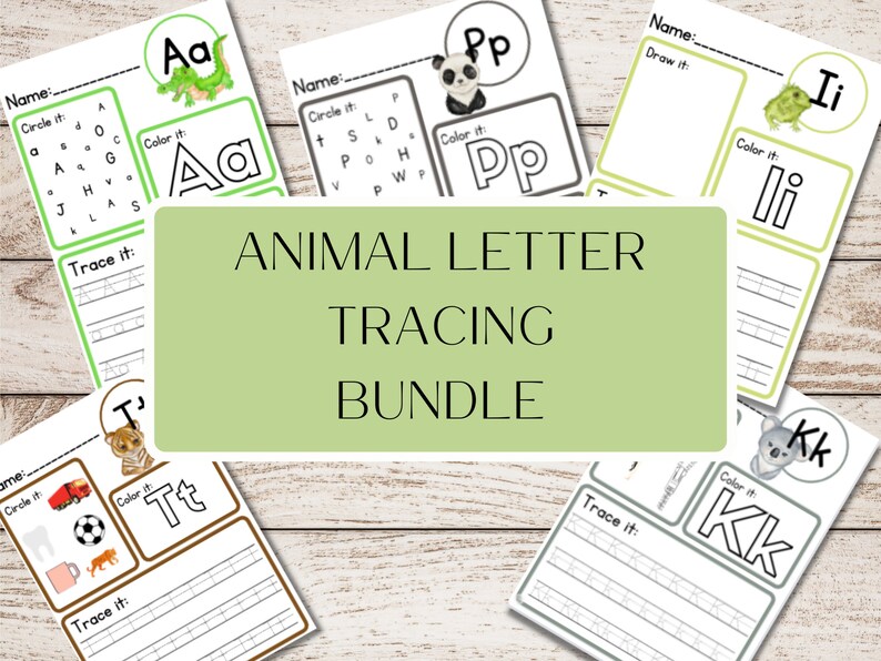 Animal Letter Tracing Bundle - Etsy