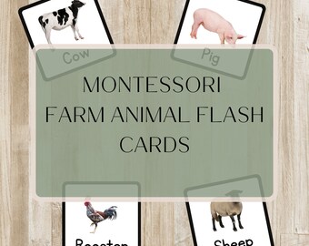 Farm Animal Flash Cards • Montessori 3-part Flash Cards • Real Images ...