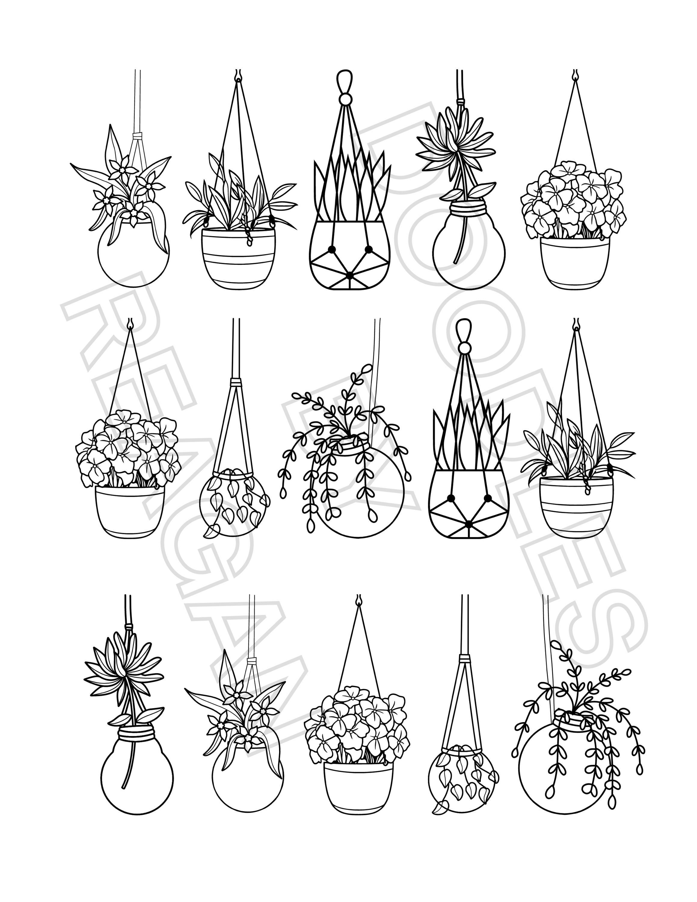 Plant Coloring Page | Cute Plant Doodle, Downloadable, Printable, Page ...