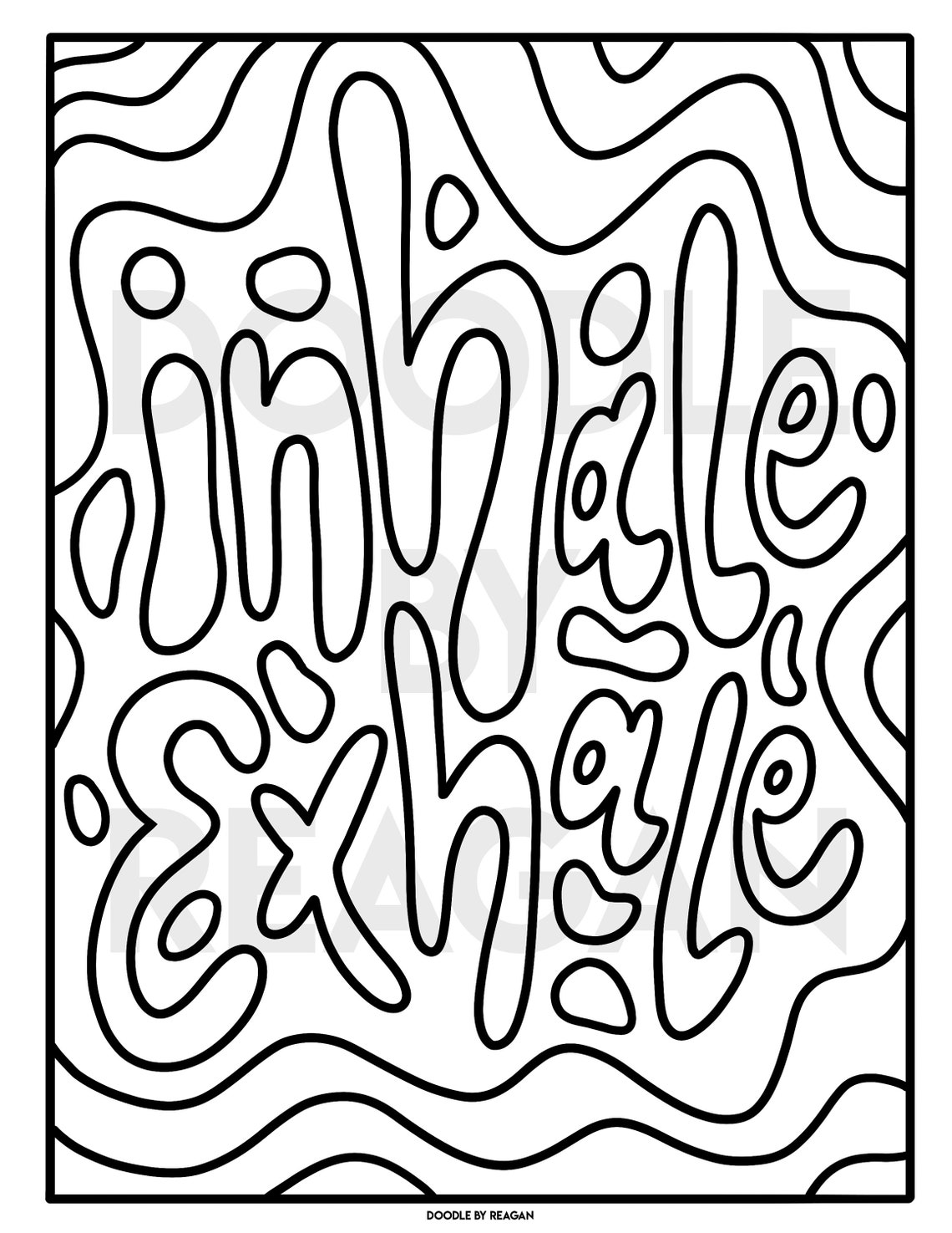 Inhale, Exhale Coloring Page | Cute Relaxing Doodle, Just Breathe ...
