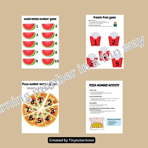 Learning Number 1 - 10 Worksheet/preschool Printable Activity/matching ...