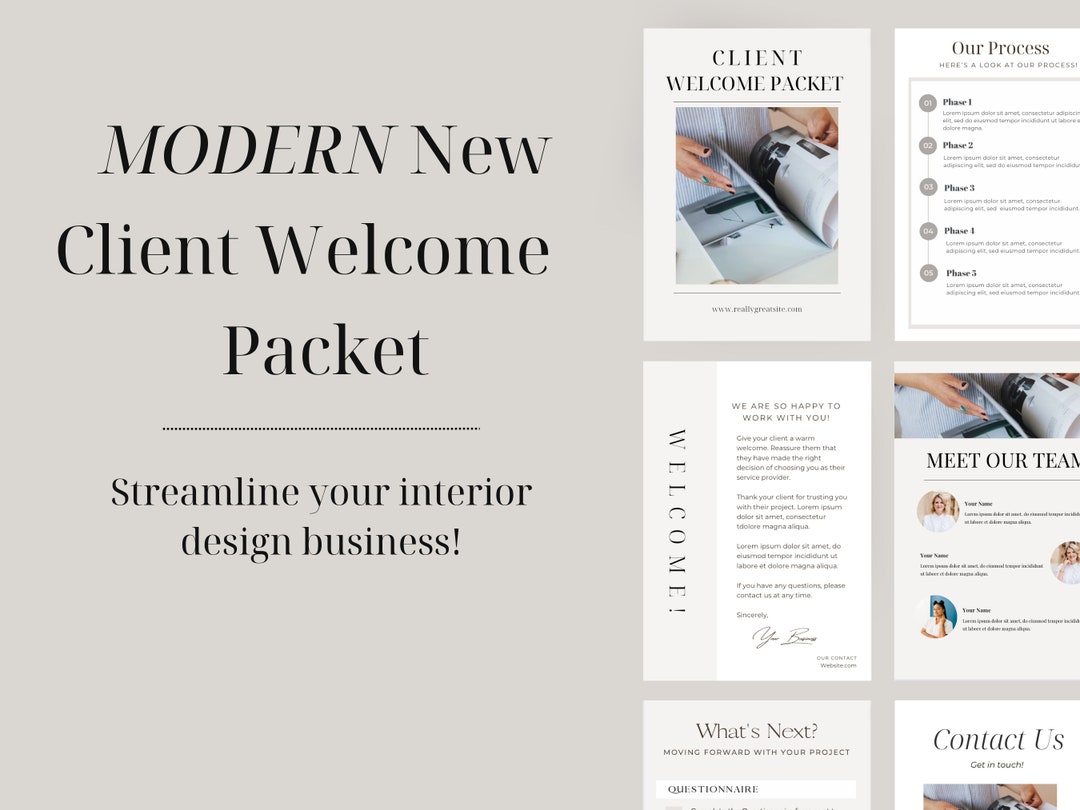 MODERN Client Welcome Packet for Interior Designers Template Modern New ...