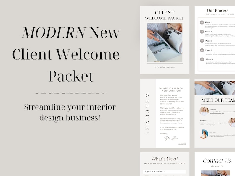 MODERN Client Welcome Packet for Interior Designers Template Modern New ...