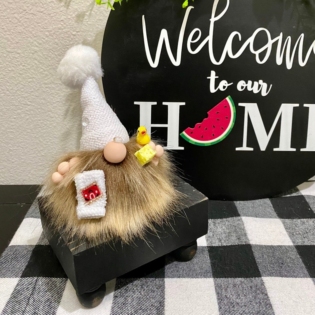 Bath Time Pompom Barefoot Gnome Rubber Duck Bath Gnome Cute Bathroom Decor Bathing Gnome Rub-a ...