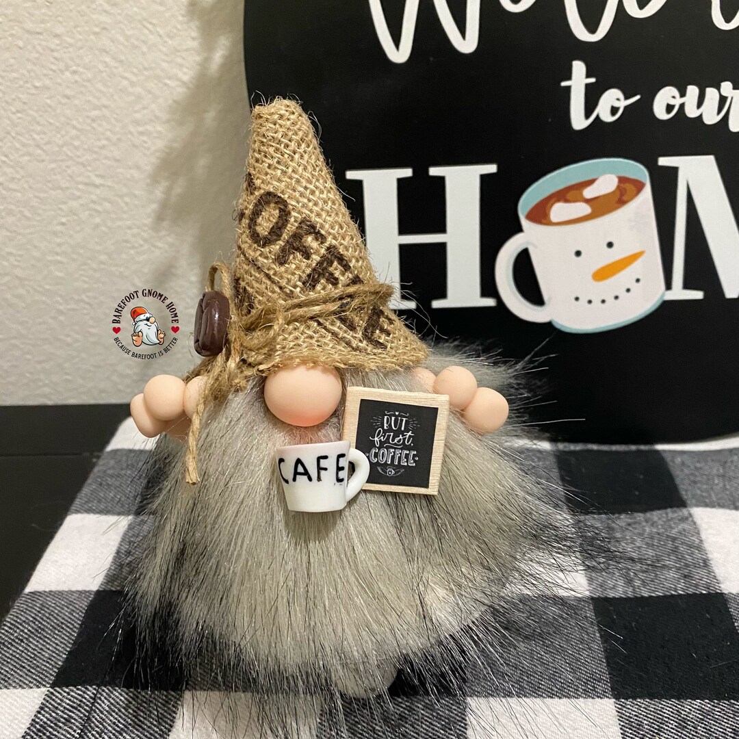 Coffee Barefoot Gnome Kitchen Decor Tier Tray Gnome but First Coffee ...