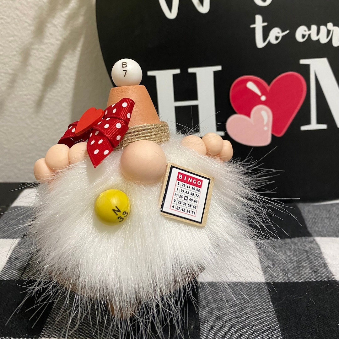 Bingo Barefoot Gnome Clay Pot Gnome Bingo Farmhouse Tiered Tray Bingo ...