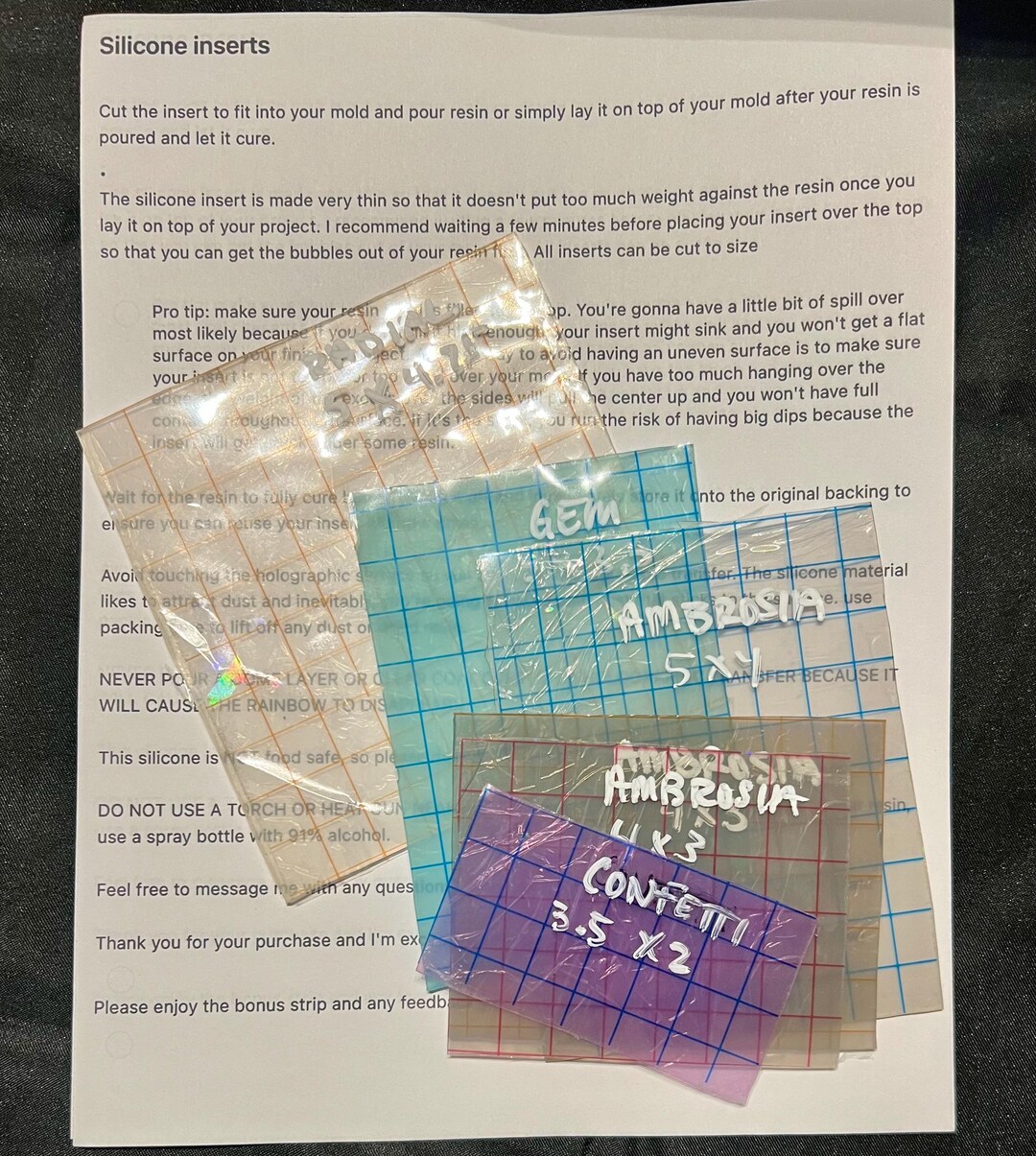 Variety Pack Silicone Mold Inserts/overlays/resin Crafts/special ...