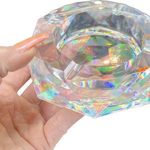 Transparent Holographic Resin Ashtray With Gem Pattern/trinket Dish/420 ...