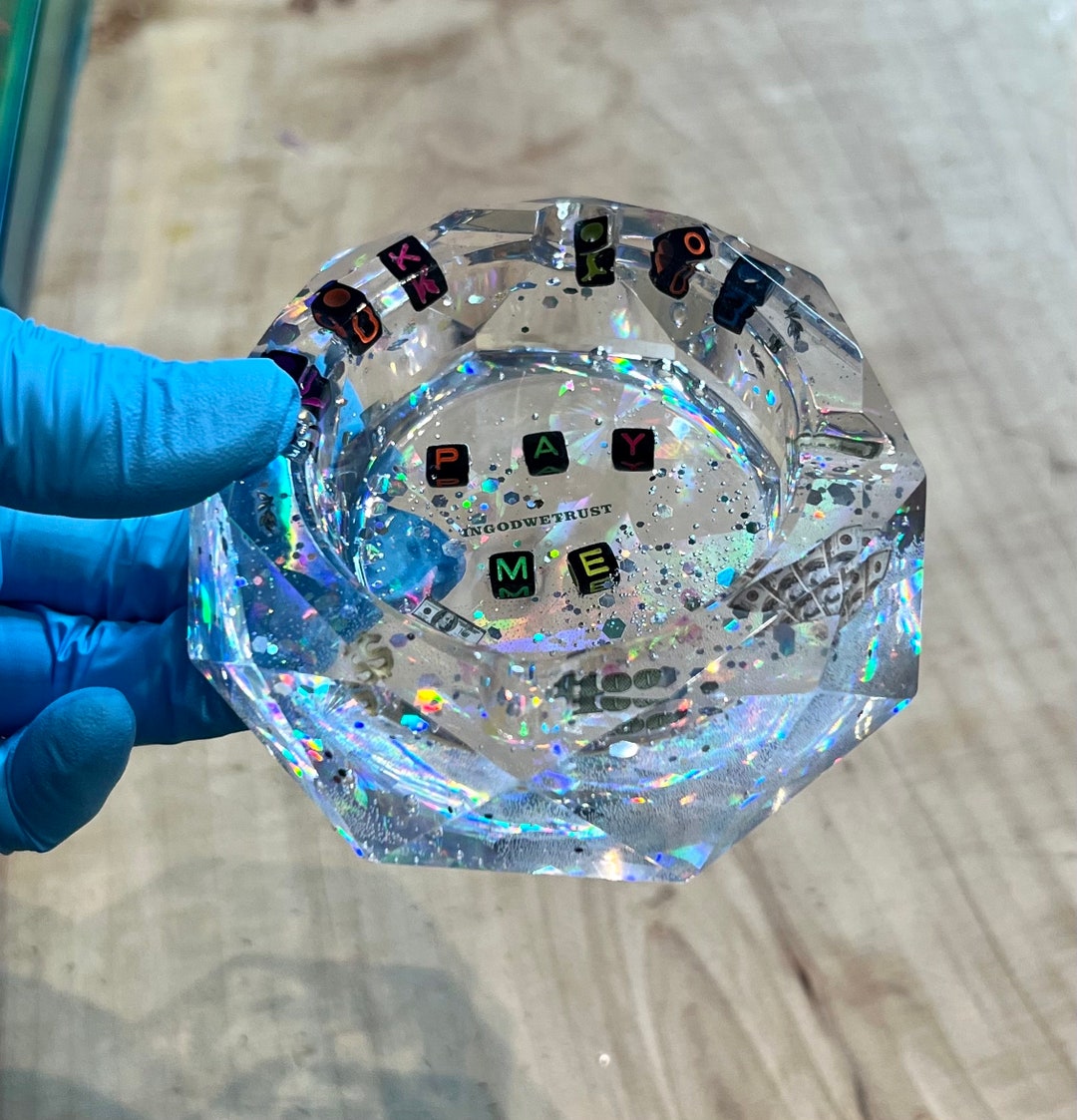 Multi Color Holographic Resin Ashtray/fun Messages/trippy/tie Dye ...