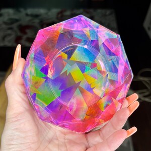 Transparent Holographic Resin Ashtray With Gem Pattern/trinket Dish/420 ...