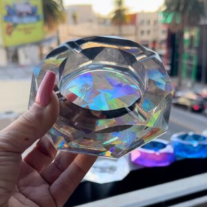 Transparent Holographic Resin Ashtray With Gem Pattern/trinket Dish/420 ...