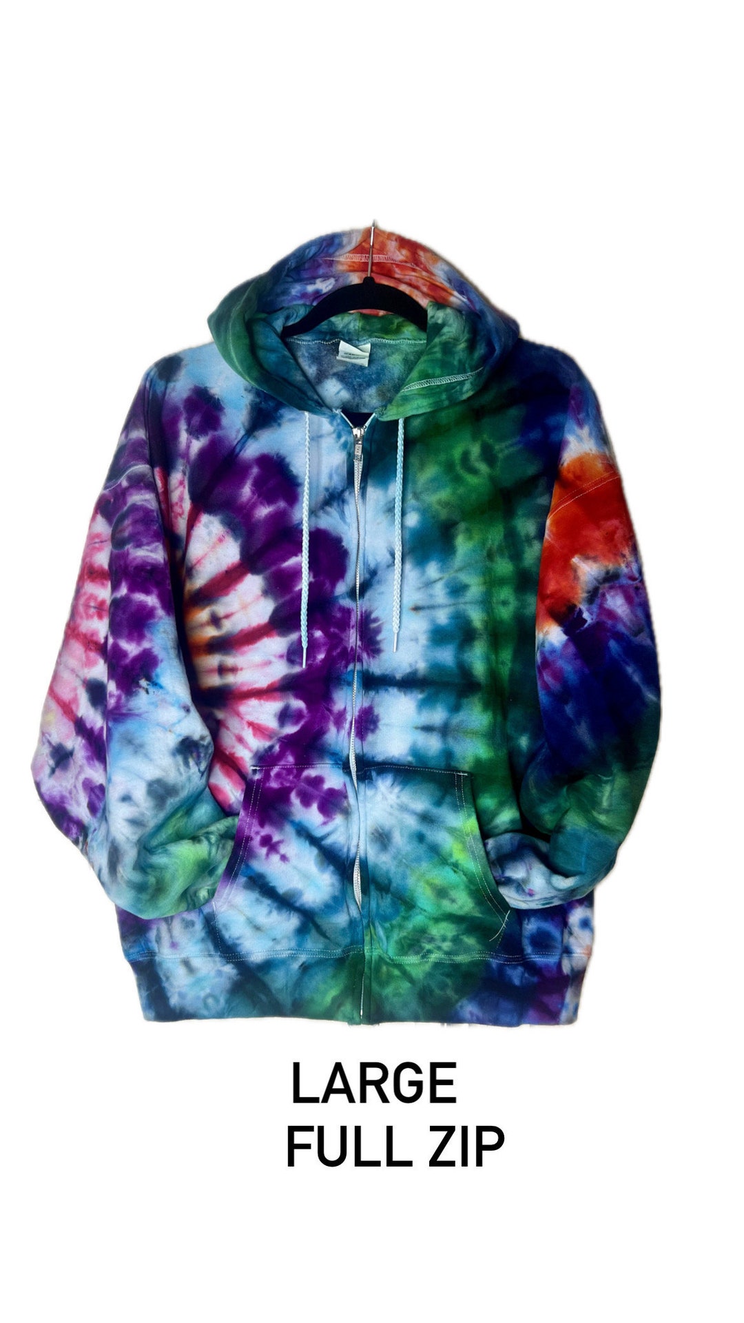 Colorful Full Zip Tie Dye Hoodies/hand Dyed/heavyweight 90% Cotton ...