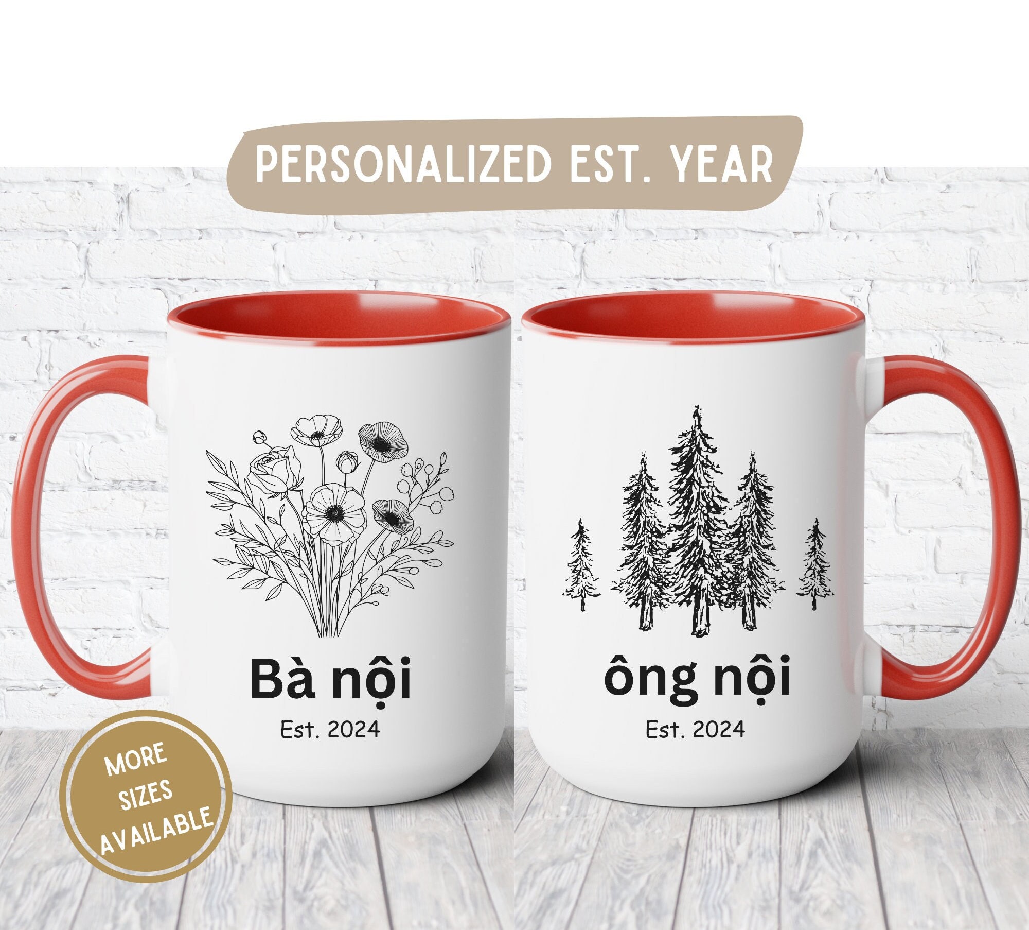 Vietnamese Ba Ong Noi Ngoai Mug Custom Grandma Grandpa Cup Vietnam ...