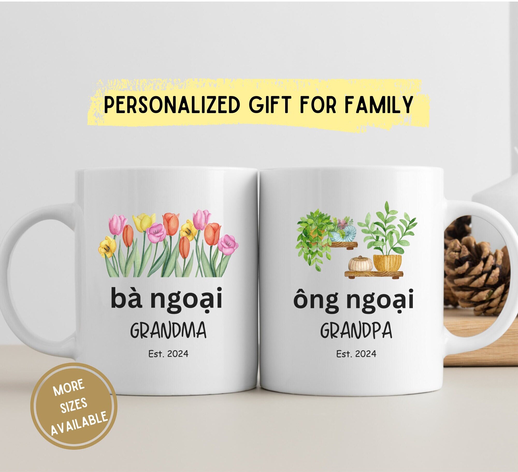 Vietnamese Ba Ngoai Ong Noi Mug Custom Best Grandma Grandpa Cup Vietnam ...