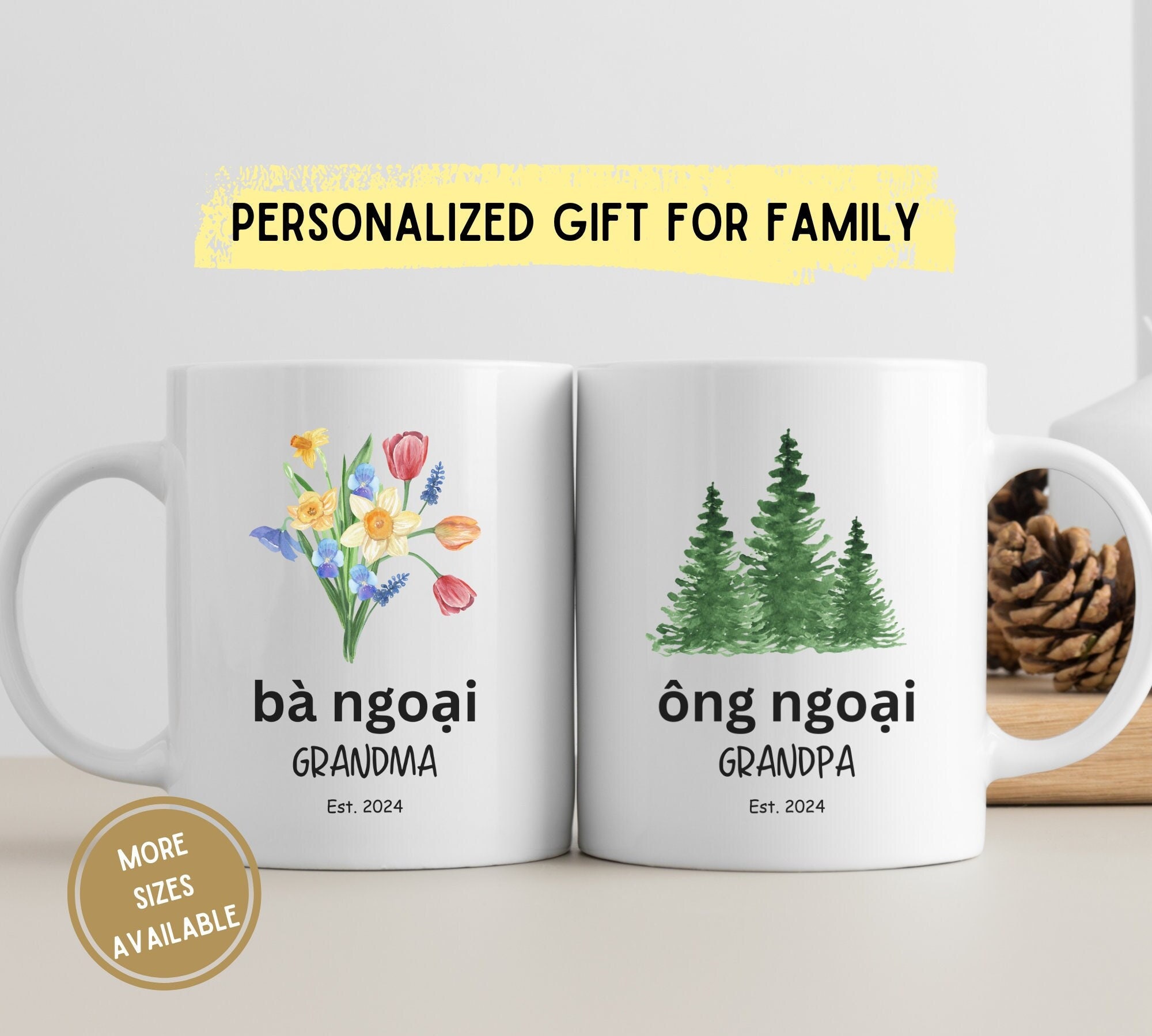 Vietnamese Ba Ngoai Ong Noi Mug Custom Best Grandma Grandpa Cup Vietnam ...