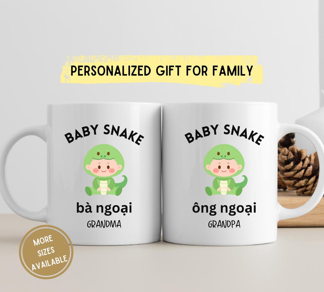 Vietnamese Ba Ong Noi Ngoai Snake Year Mug Custom Viet Grandma Grandpa ...
