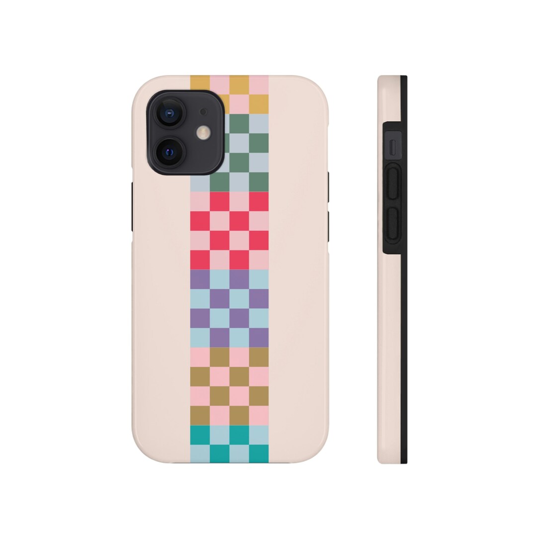 Cute Beige Brown Checkered Aesthetic Protective iPhone Case Wireless ...