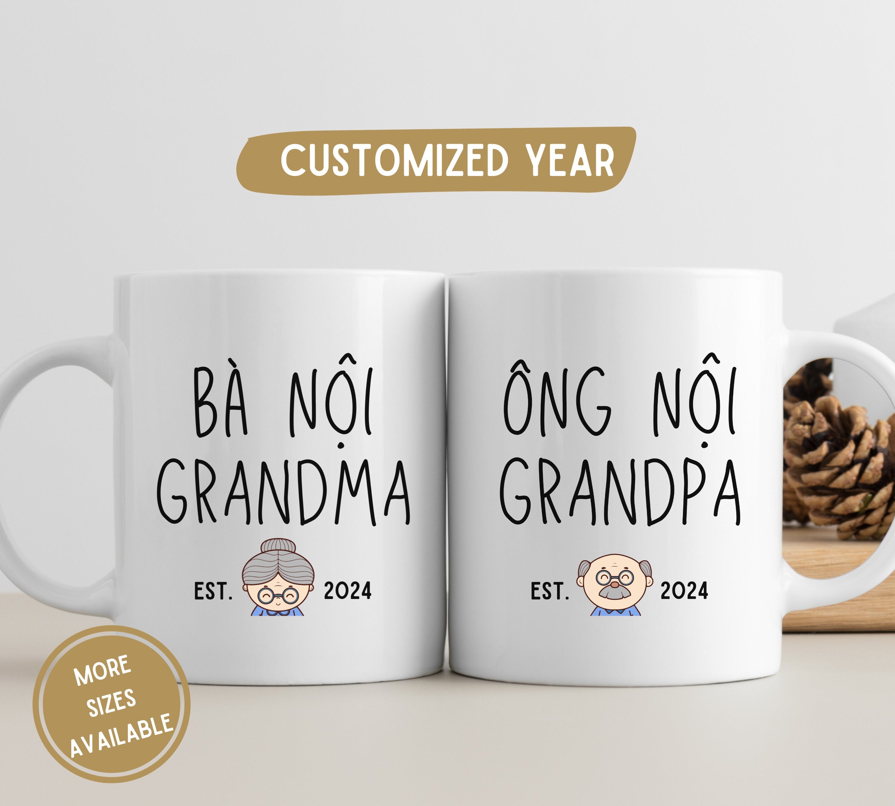 Vietnamese Ba Ngoai Ong Noi Mug Custom Best Viet Grandma Grandpa Cup ...