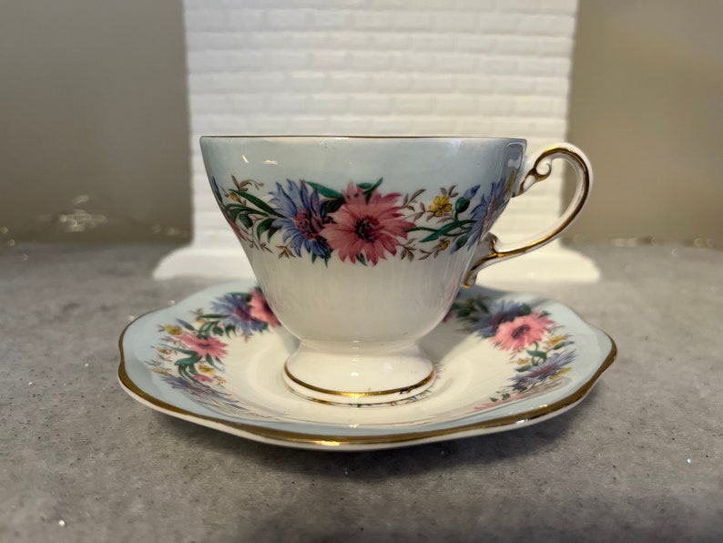 E.B. Foley Bone China Cup and Saucer Cornflower Pattern - Etsy